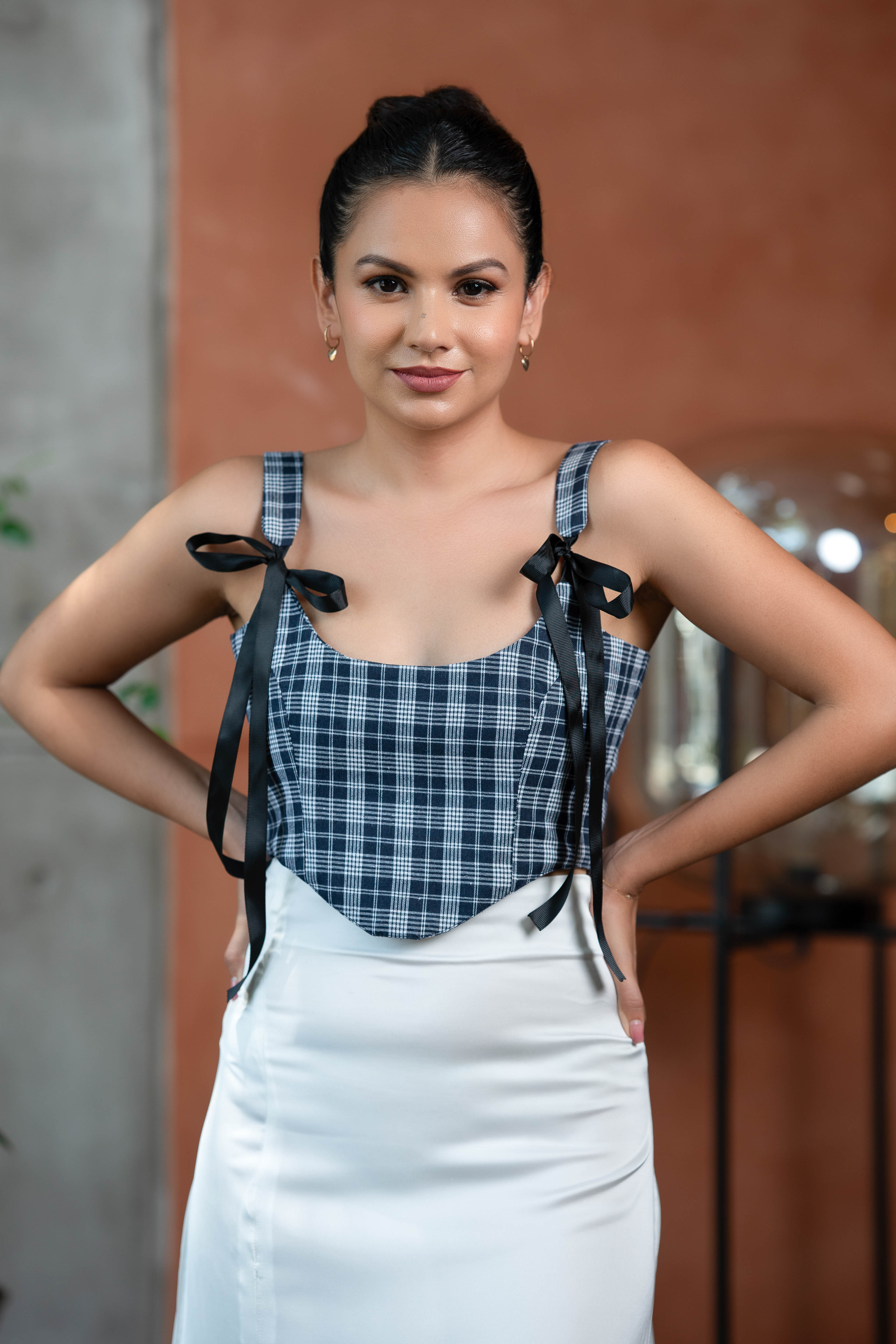 BLUE PLAID BUSTIER TOP – ZIE SL